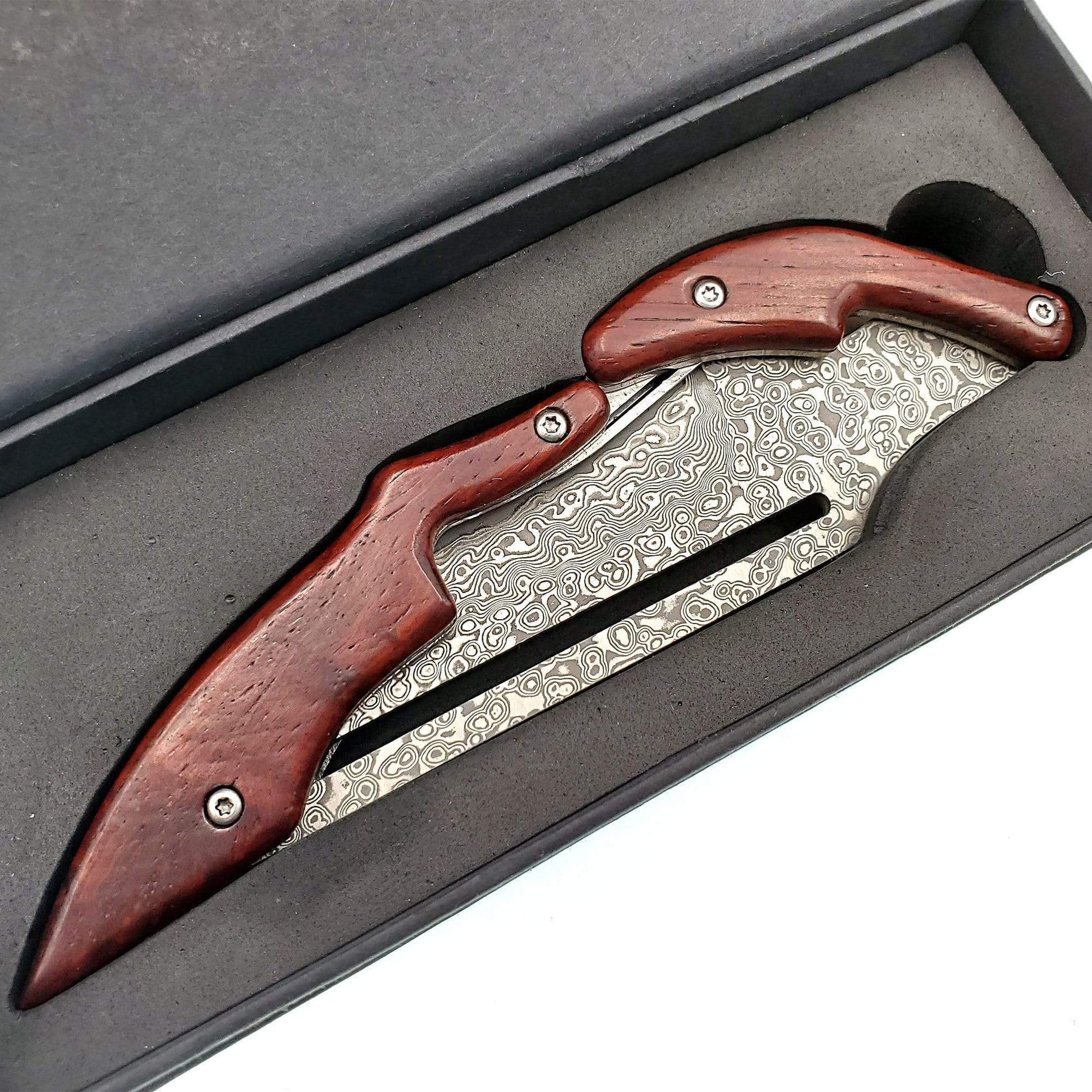 Couteau pliant damas moderne - ForgeOrigine
